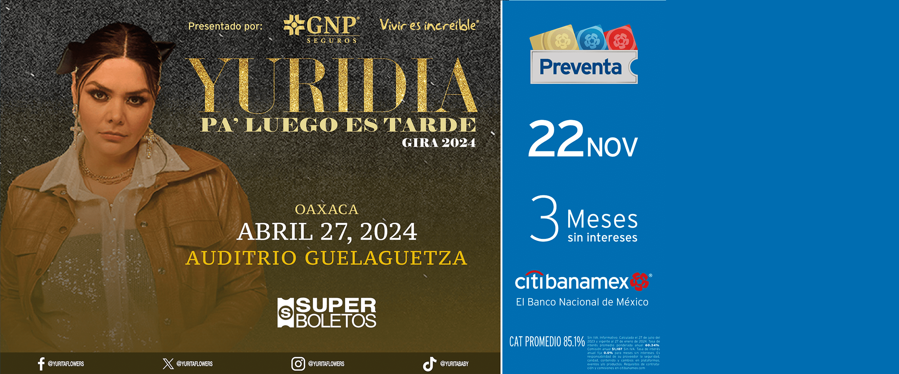 YURIDIA PA LUEGO ES TARDE TOUR 2024