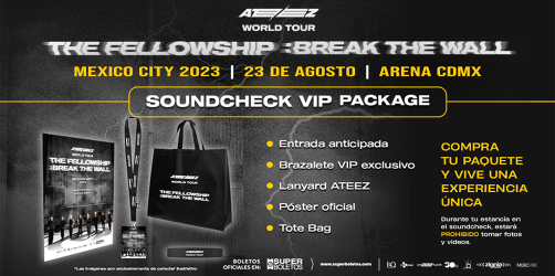 ATEEZ SOUNDCHECK VIP PACKAGE SUPERBOLETOS. No hagas filas, compra en línea